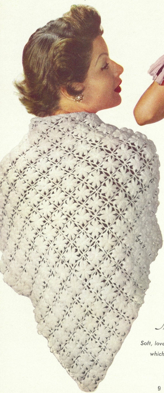 Vintage Crochet Shawl Pattern PDF MARGUERITE