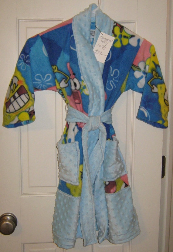 Spongebob Squarepants fleece robe with blue minkey by Marvalas