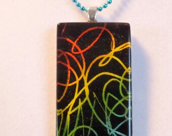 Rainbow Scratch Art Pendant - NEW LOW PRICE