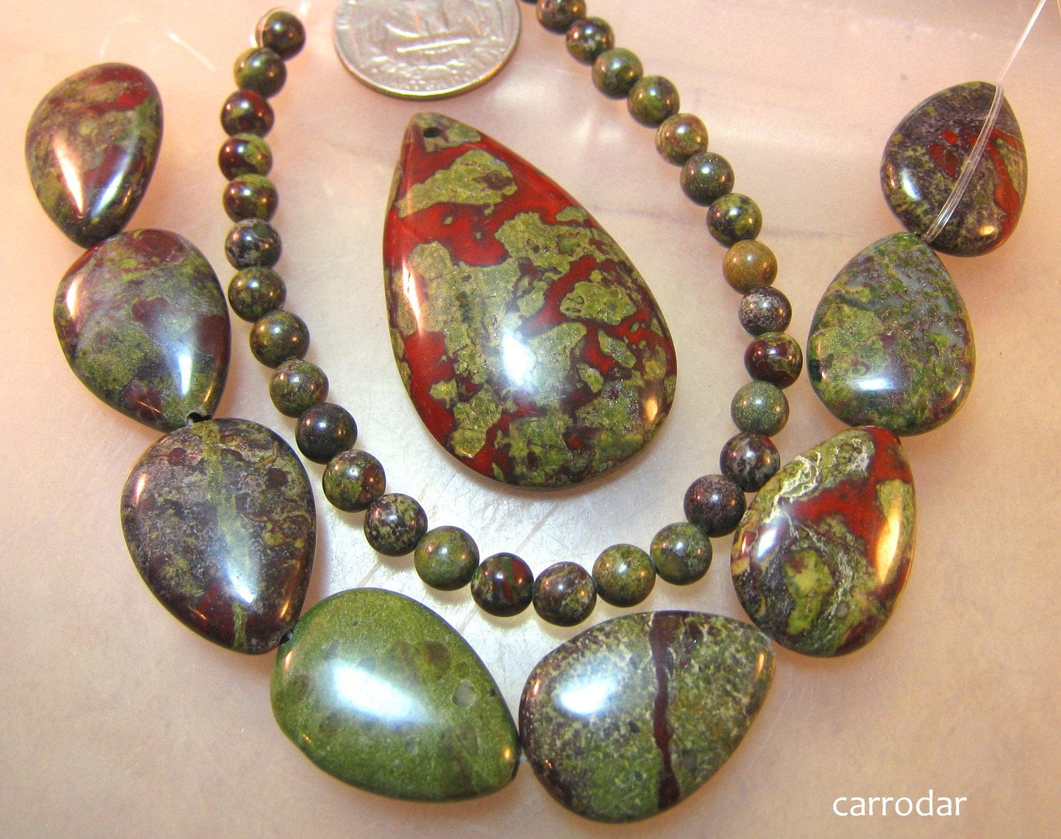STUNNING African Bloodstone Designer Gemstone Pendant by Carrodar