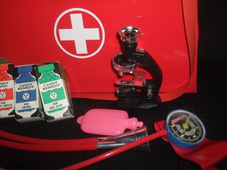 VINTAGE BLUE BOX TOY MEDICAL KIT by saltsmansoap on Etsy