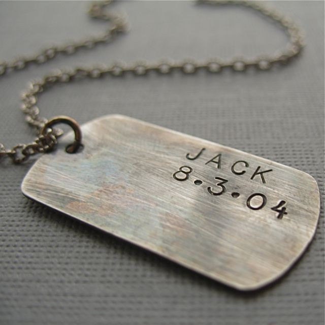Mens Dog Tags Sterling Silver Custom Dog Tag Necklace
