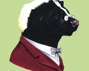 Punk Cat art print Pet Portrait Animals by berkleyillustration