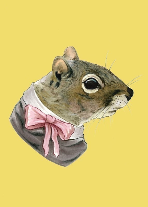 Squirrel Lady art print 5x7 by berkleyillustration on Etsy