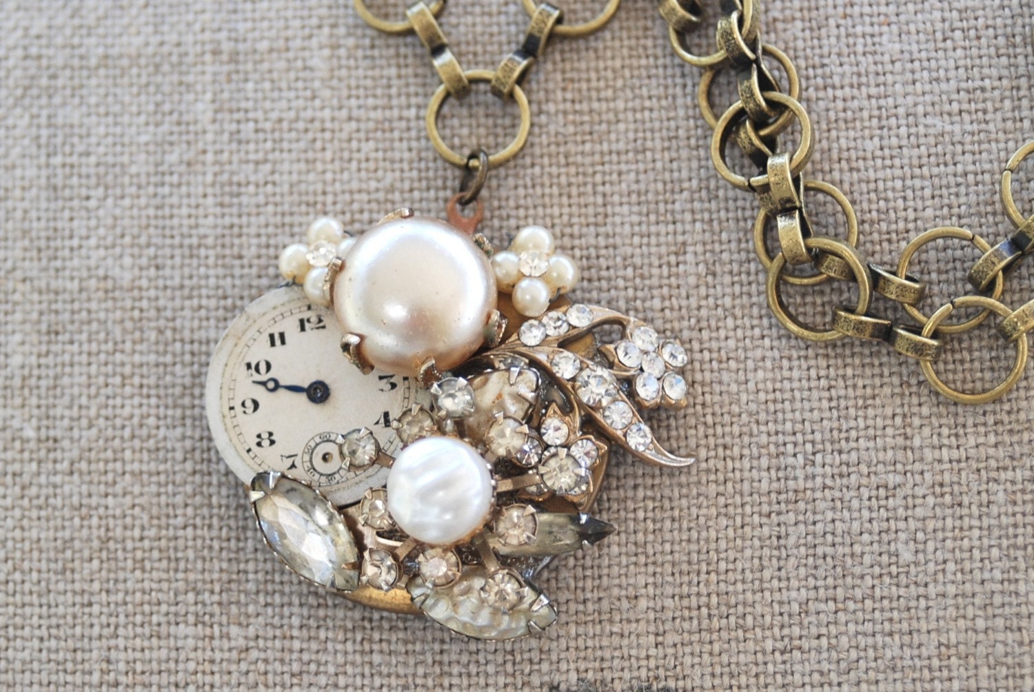 Striking vintage assemblage time locket by tiedupmemories on Etsy