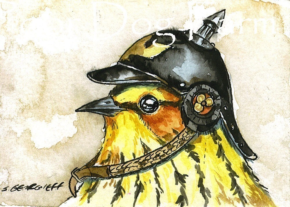 Birds in Helmets n0. 3 5 x 7 print