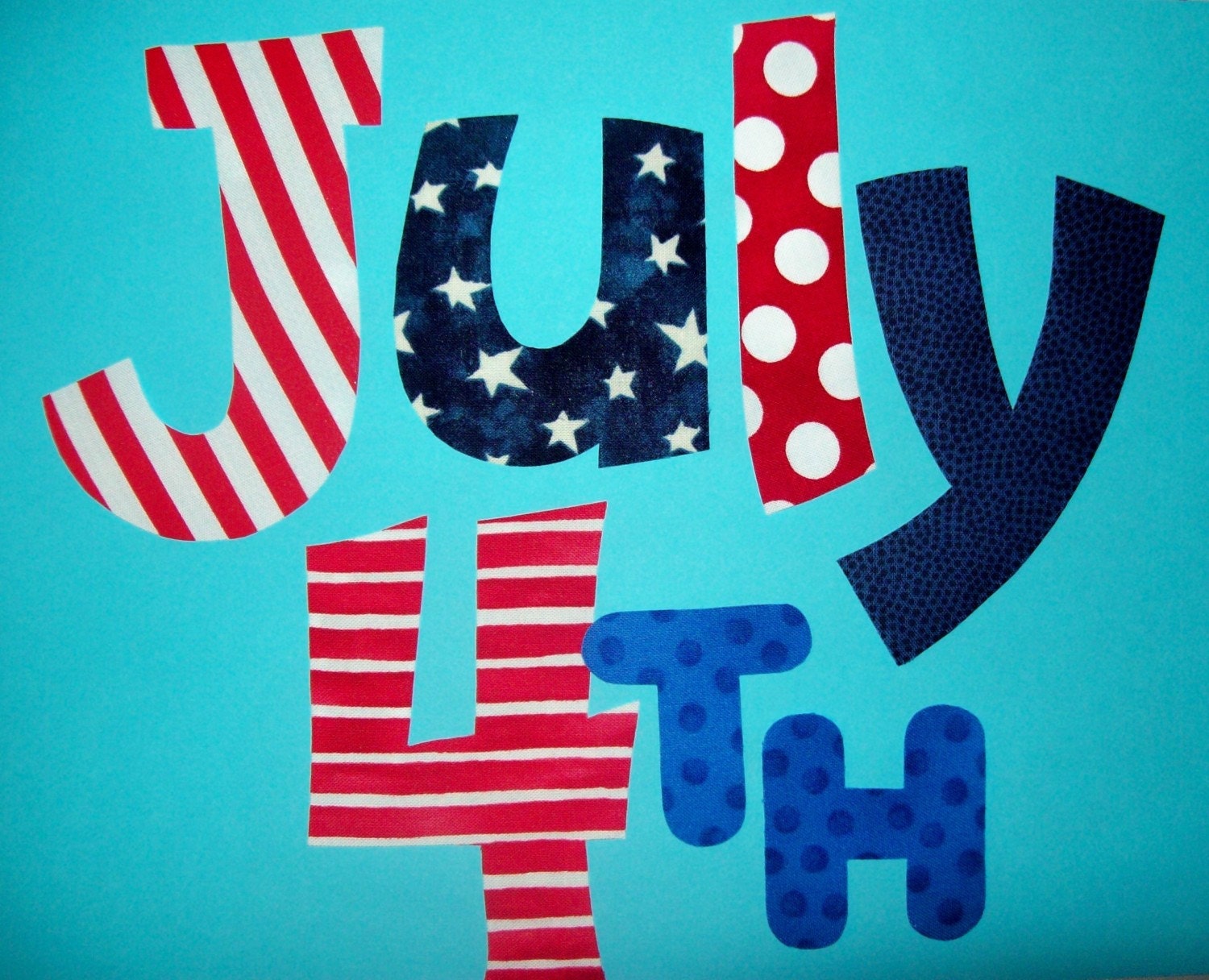 Applique TEMPLATE Pattern Only JULY 4TH Letters by etsykim on Etsy