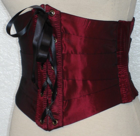 Items similar to Burgundy Underbust Ribbon Corset sample sale on Etsy