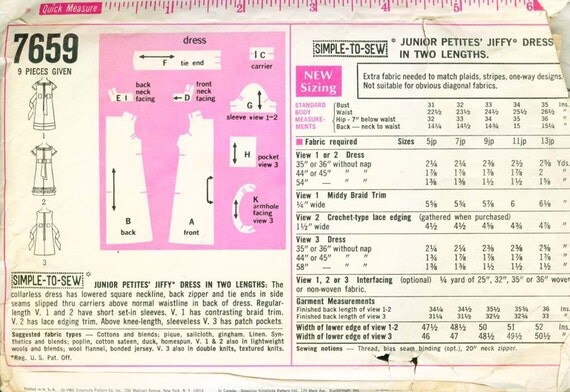 Vintage 60s Simplicity 7659 JIFFY Mini Shift Dress Sewing