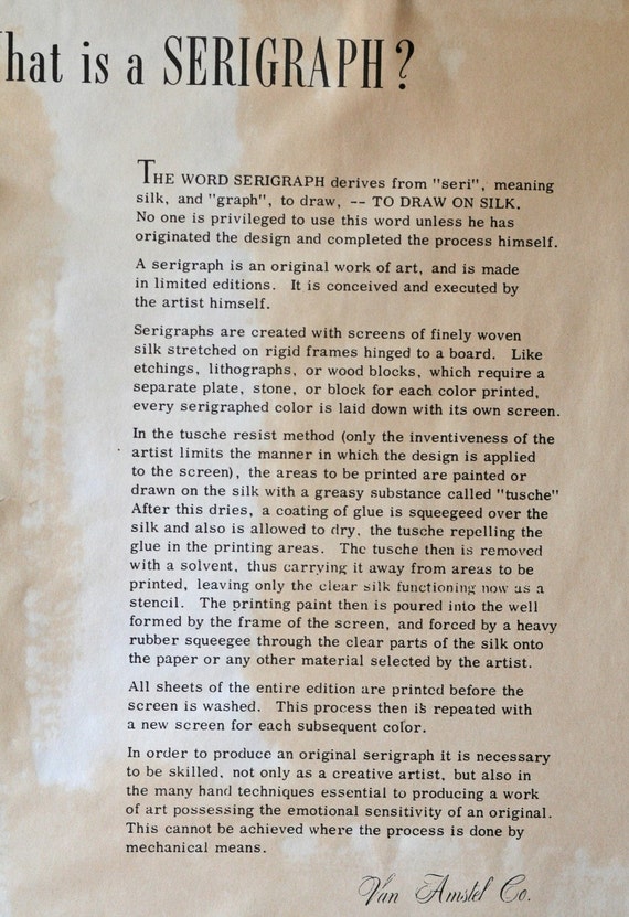 reserved for Jude...vintage framed Jillian Field serigraph