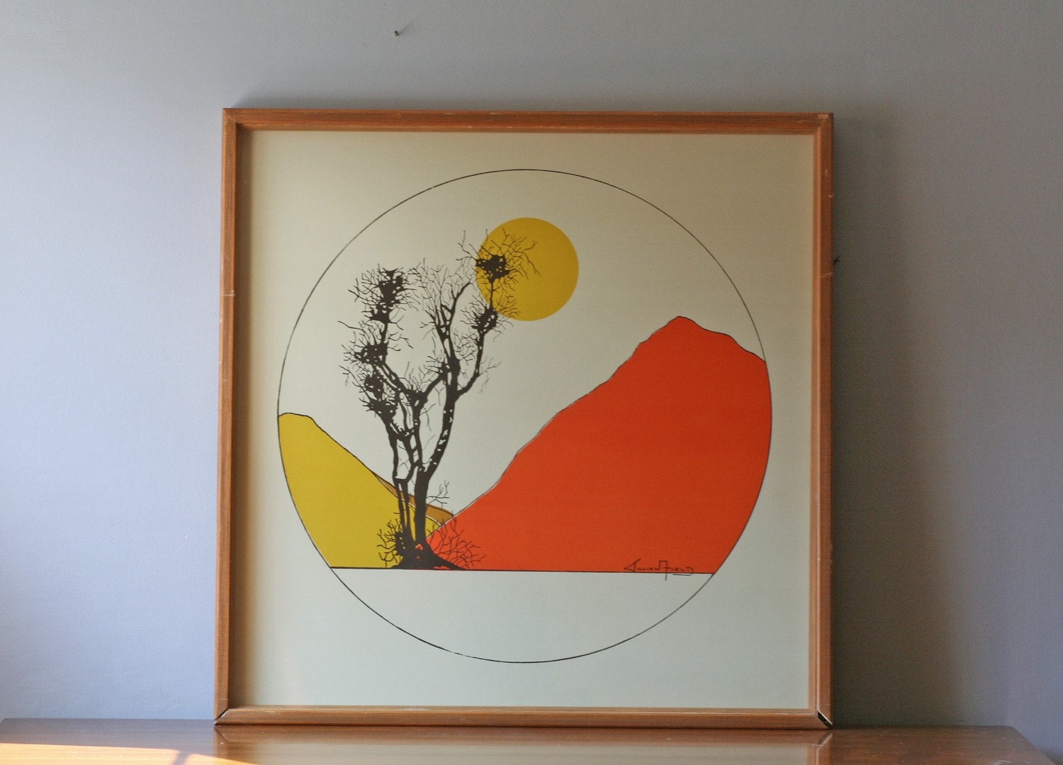 reserved for Jude...vintage framed Jillian Field serigraph