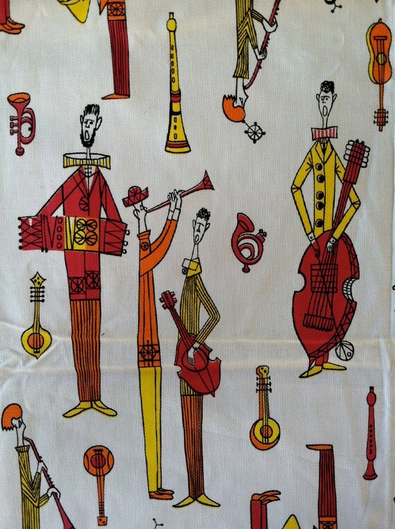 Vintage 1960s FabricJazz MusiciansAmeritex Co Vintage 1960s FabricJazz MusiciansAmeritex Co