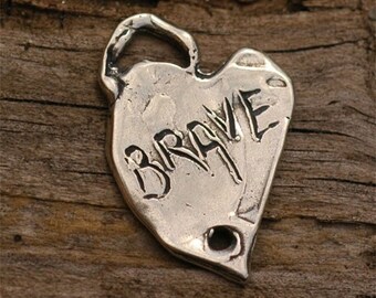 Rustic Two Heart with Love Charm in Sterling Silver by CathyDailey
