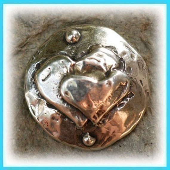 Double Heart Sterling Silver Button Clasp