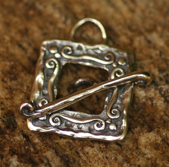 Square Sterling Silver Toggle with Swirl