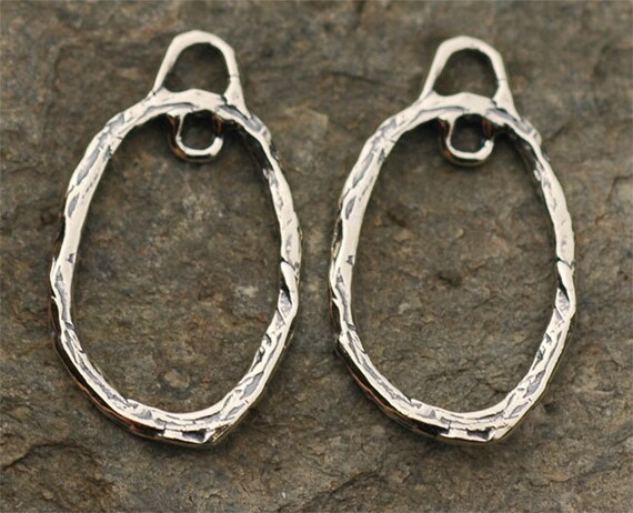 Long Oval Earring Drops w Loop in Sterling Silver by CathyDailey