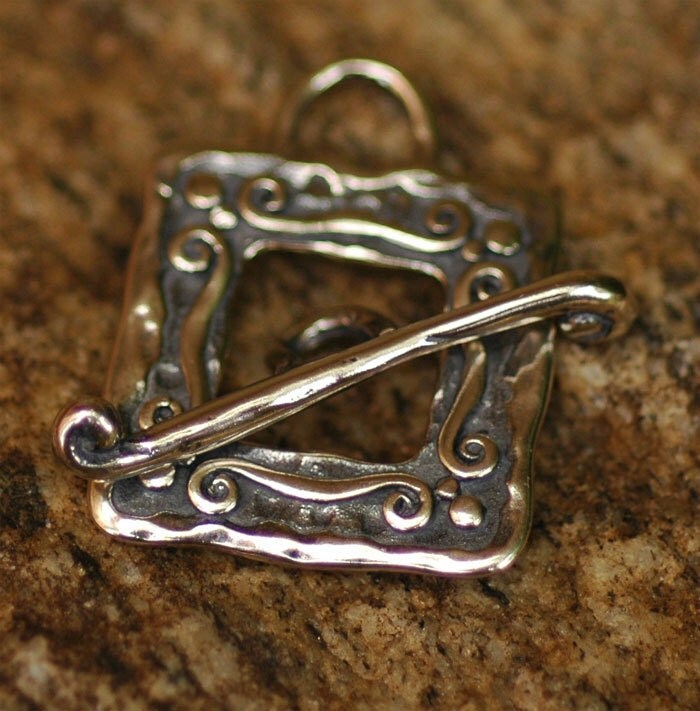 Square Sterling Silver Toggle with Swirl