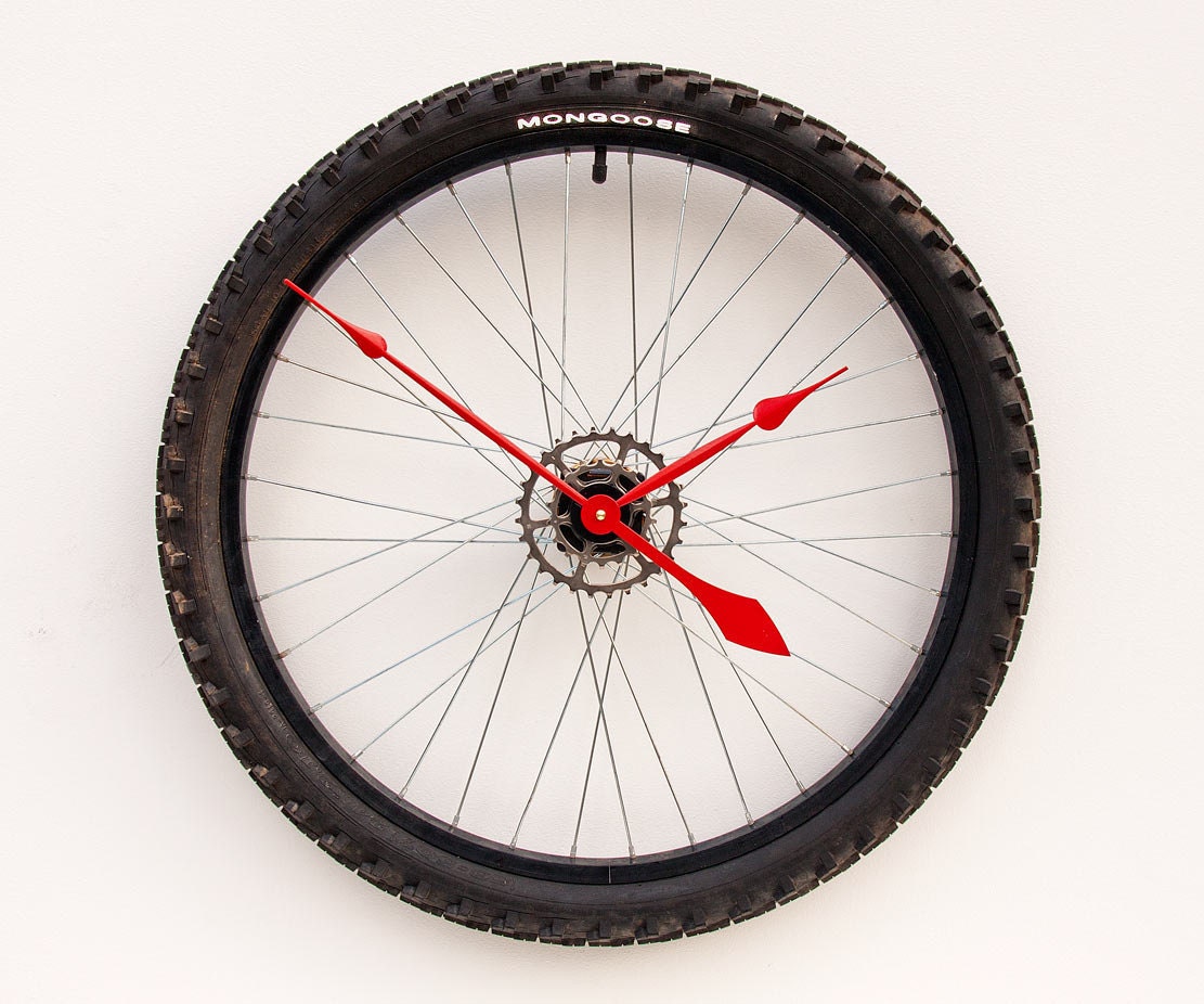 Recycled Bike Wheel and tire clock
