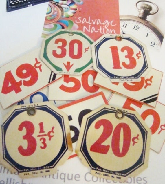 Old Store Price Tags Variety of Sizes and Price on Tags