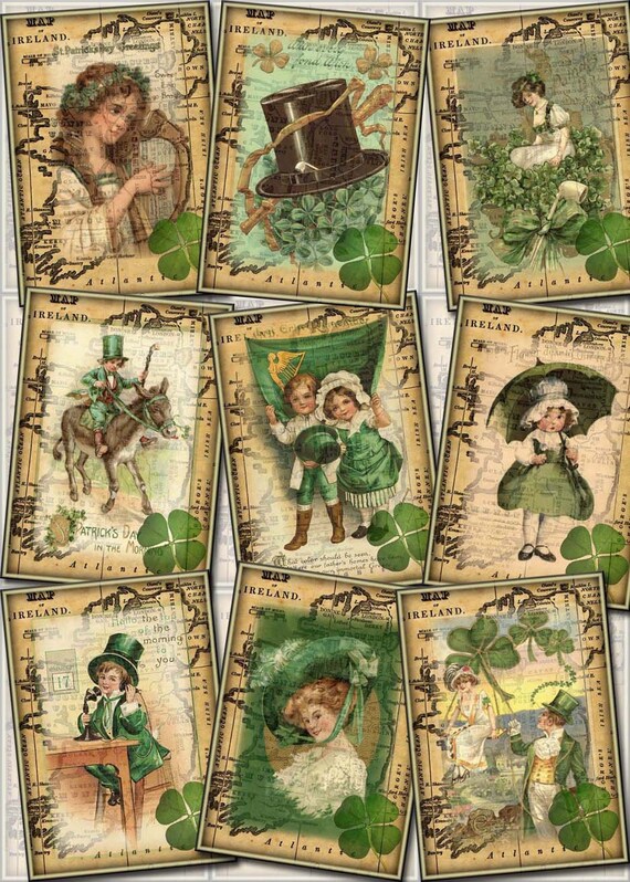 Vintage St Patrick's Day Digital Collage Sheet INSTaNT