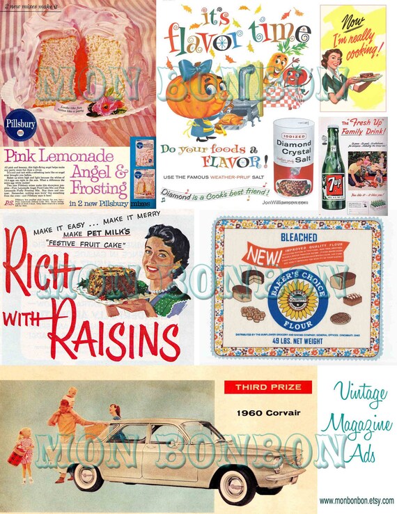 Vintage Retro Magazine Foods Ads No.4 Ephemera Digital Collage