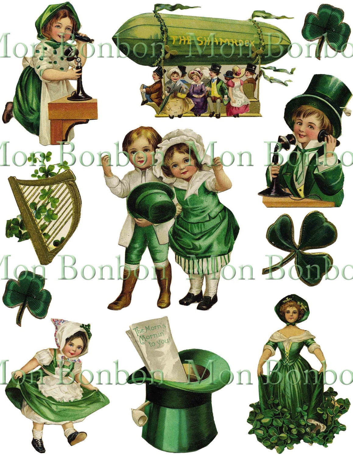 Vintage Victorian St. Patrick's Day Clip Art Digital