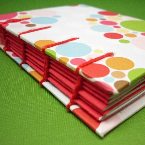 Items similar to Coptic Notebook Colorful Polka Dot on Etsy