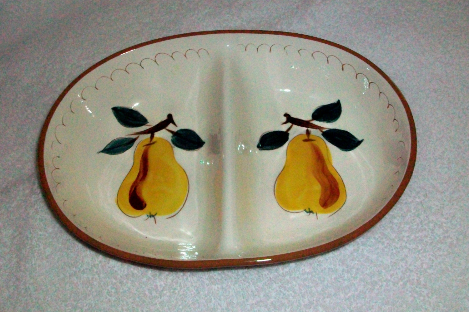 Stangl Fruit Pattern Oval Divided Vegetable Dish