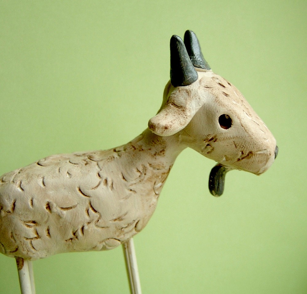 Folk Art Goat clay sculpture