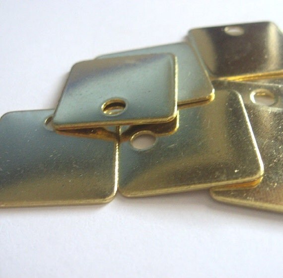 10 Square Brass Blank Tags 1 inch 18 gauge by extrastuff on Etsy