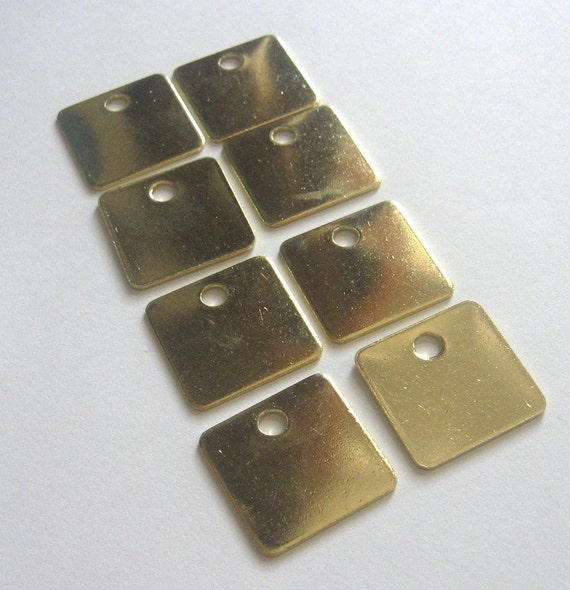 10 Square Brass Blank Tags 1 inch 18 gauge by extrastuff on Etsy