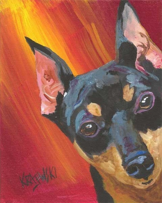 Miniature Pinscher Art Print of Original Acrylic Painting