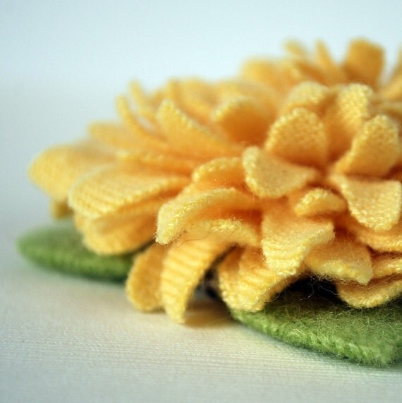 Cashmere Lemon Meringue Yellow Thistle Reclaimed Wool Flower
