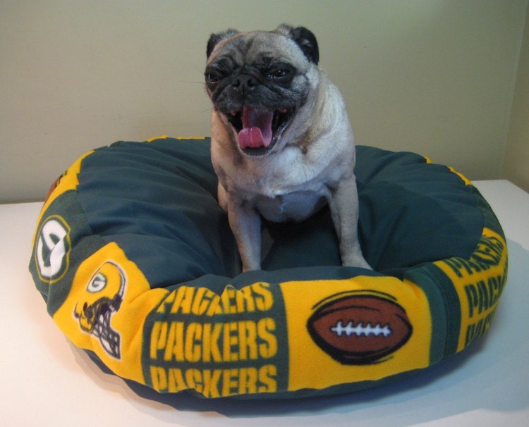 Green Bay Packers Dog Bed 30 Medium Round Pet Football Pug by cfbd