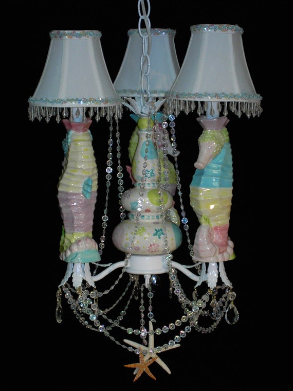 Beach House Chandelier Sea Horses by whimsicalcollections on Etsy