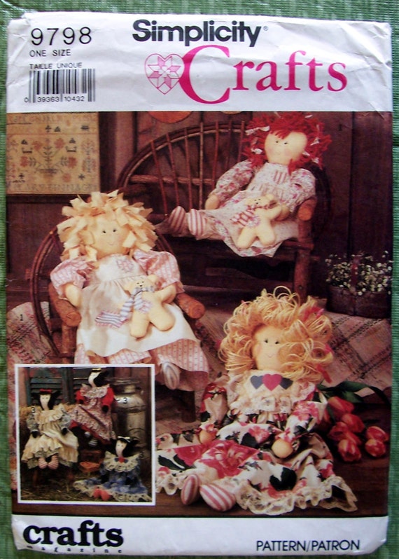Simplicity Crafts Pattern 9798 Stuffed Doll and Cow-Doll With