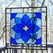 Cobalt Blue Stained Glass Window Panel with Bevels