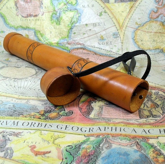 Steampunk Airship Pilot Leather Map Case Tube CUS 117