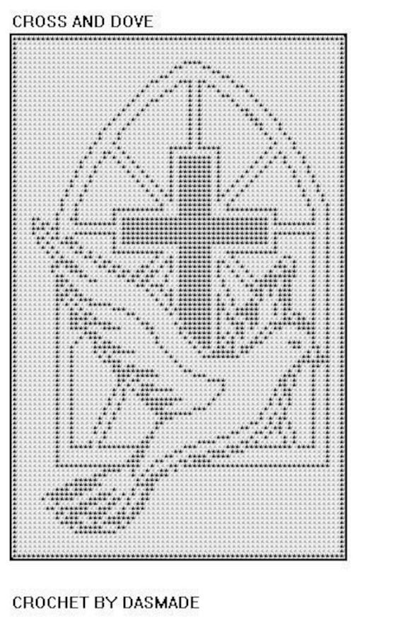 Items similar to CROSS with DOVE FILET CROCHET PATTERN AFGHAN ...