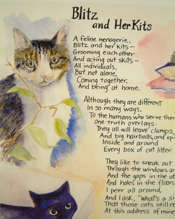 Items similar to Illustrated Cat Poem for Cat Lovers--a Quality ...