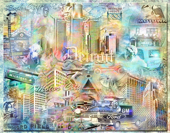 Detroit the Motor City an Artistic Collage