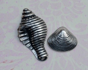 Large Silver Crescent Floral Finding 2231 by charmparfait on Etsy