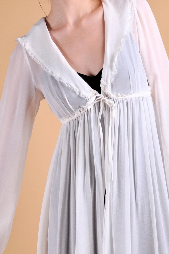 ETHEREAL Sheer White SILK ROBE by maevenvintage on Etsy