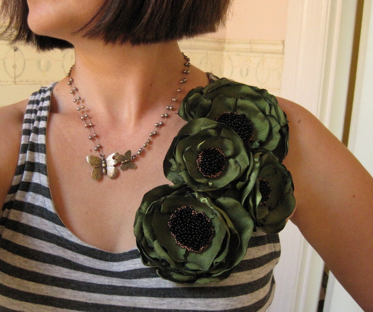 fabric flower brooch Made To Order corsage blooms in