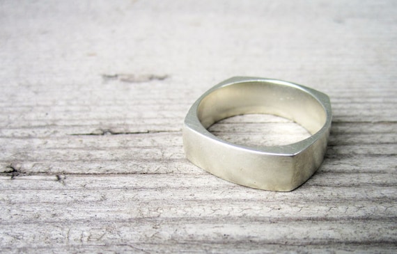 Items similar to Round Square Band Ring, Sterling Silver on Etsy