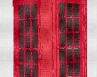 Red Telephone Box Counted Cross Stitch Pattern