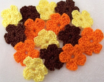 Crochet Fall Flower Appliques Small Forget Me Nots