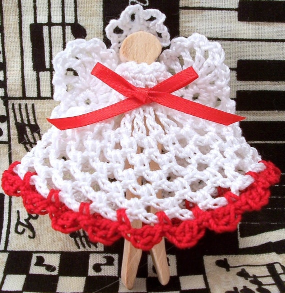 Items similar to Crocheted Clothespin Angel Ornament on Etsy