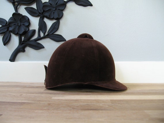 vintage brown velvet english riding helmet