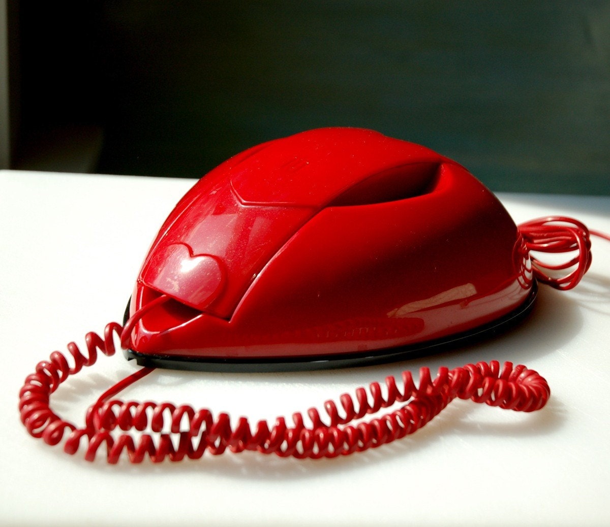 Heart Telephone. Vintage Red Plastic Touchtone Phone RESERVED